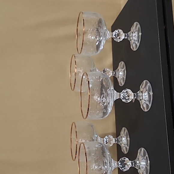 Dining | Set Of 5 Bohemia Gold Lace Fine Crystal Stemware Champagne 9 ...